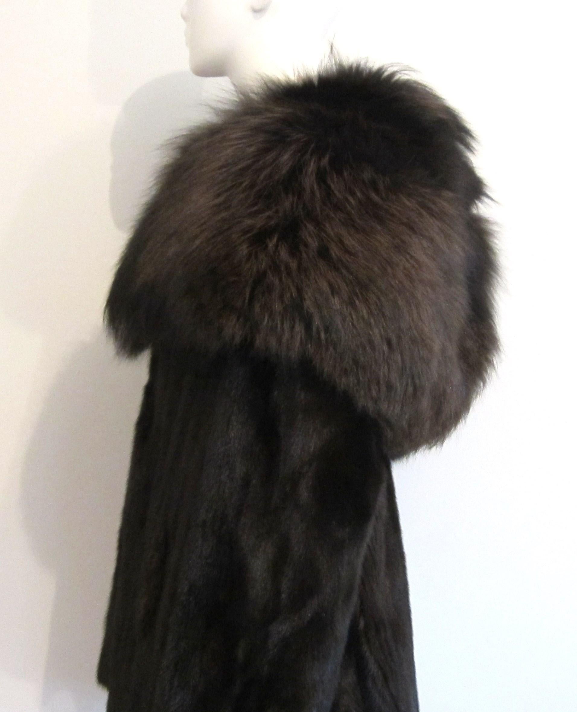 Stunning Mink Coat w/ Oversized Fox Collar Hood -Jacket at 1stDibs