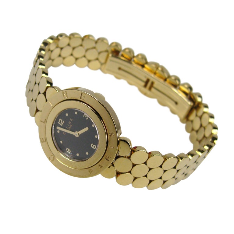 Celine Paris Gold Watch New in box Circle Face Wrist watch For Sale at ...