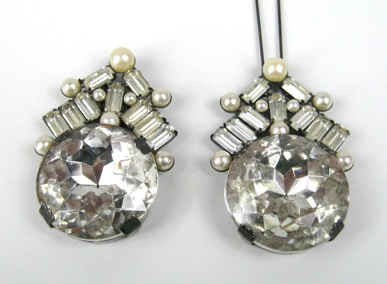 Rhinestone Hat Coat Pin, 1940s Oversized For Sale at 1stDibs