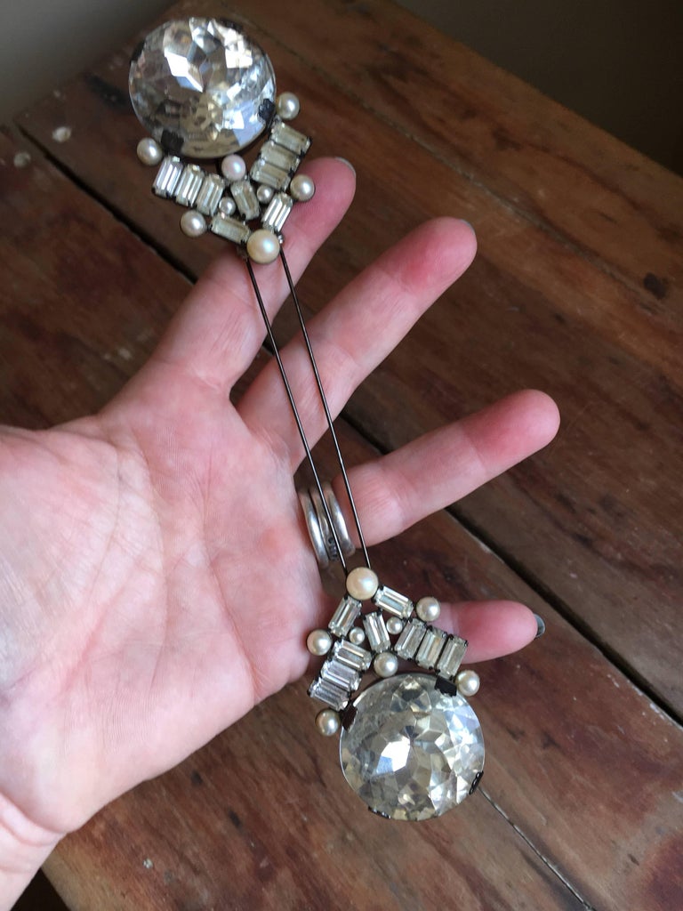 Rhinestone Hat Coat Pin, 1940s Oversized For Sale at 1stDibs