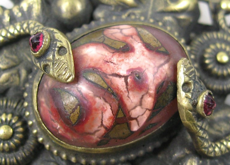 Victorian Snake Venetian glass serpent pin brooch For Sale at 1stDibs