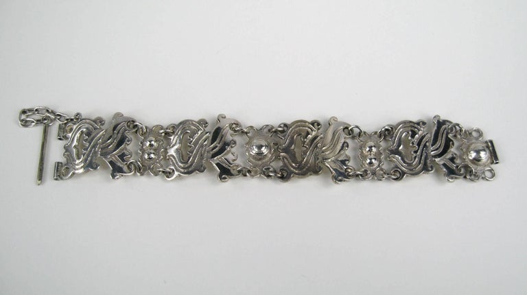 1940s Mexican Sterling Silver Panel Link Bracelet at 1stDibs | mexican ...