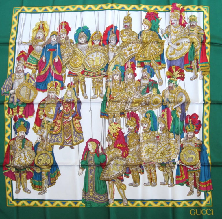 1990s Gucci Silk Scarf Knights In Amour New, Never Worn at 1stDibs