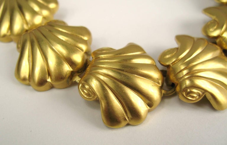 Anne Klein Sea Shell Gold Panel Necklace New, Never worn 1990s For Sale ...