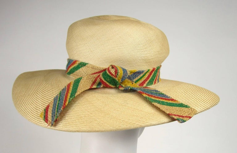 1960s Givenchy Straw Wide Brim Hat Vintage Bonwitt Teller at 1stDibs