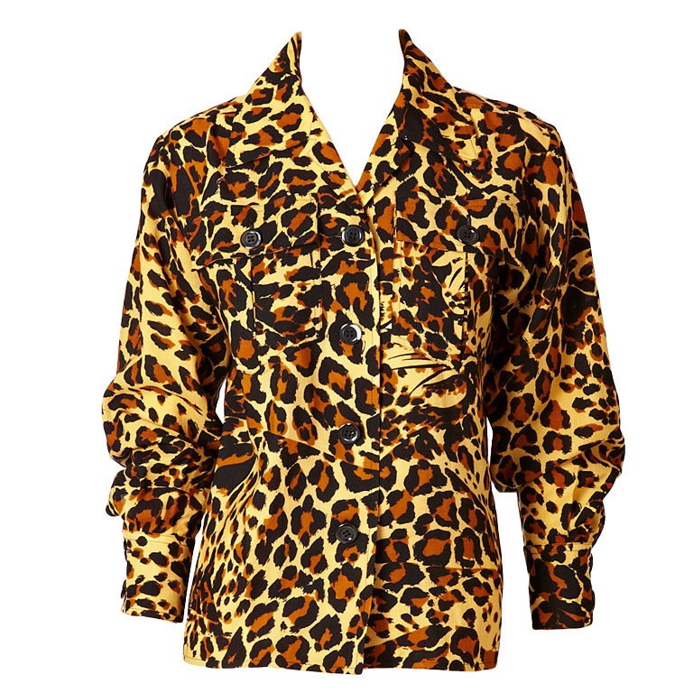 Yves Saint Laurent Leopard Print Blouse at 1stDibs