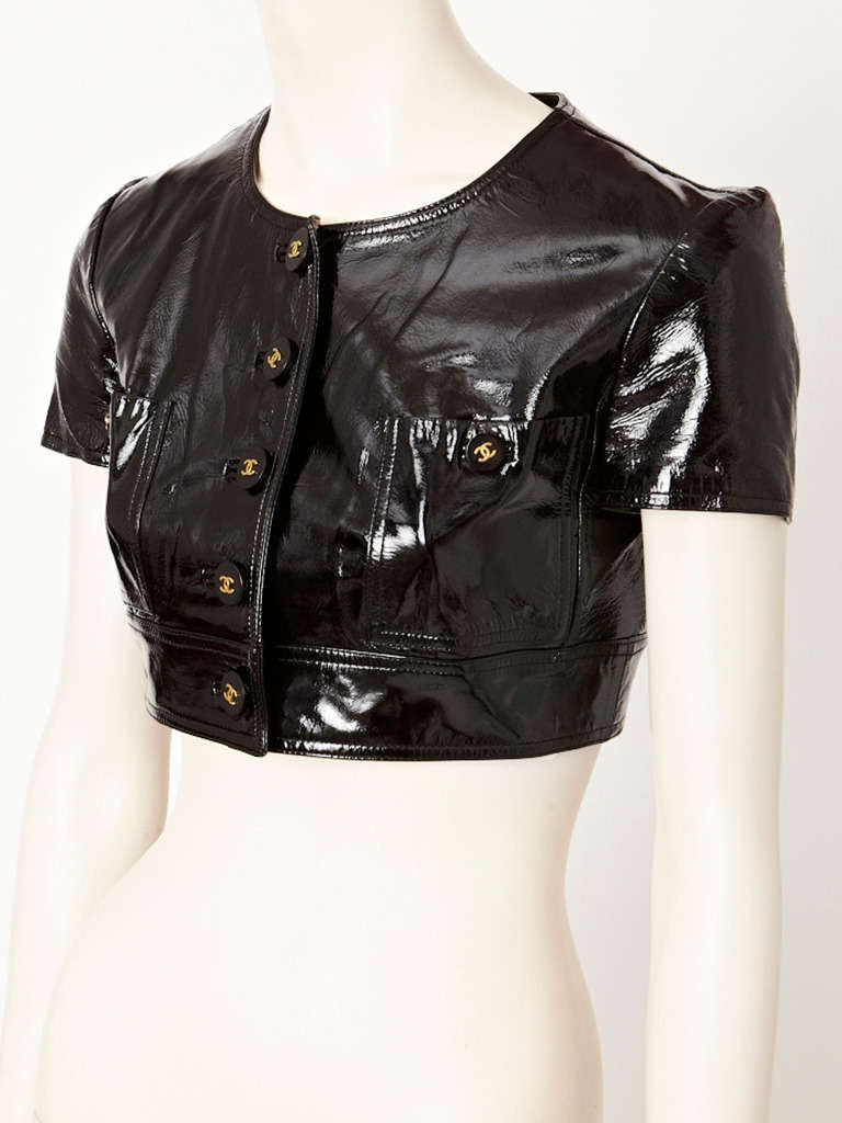 Chanel Patent Cropped Jacket at 1stDibs | chanel cropped jacket ...