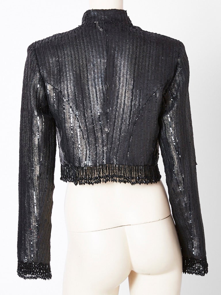 Fernando Sanchez Sequined and Beaded Cropped Evening Jacket For Sale at ...