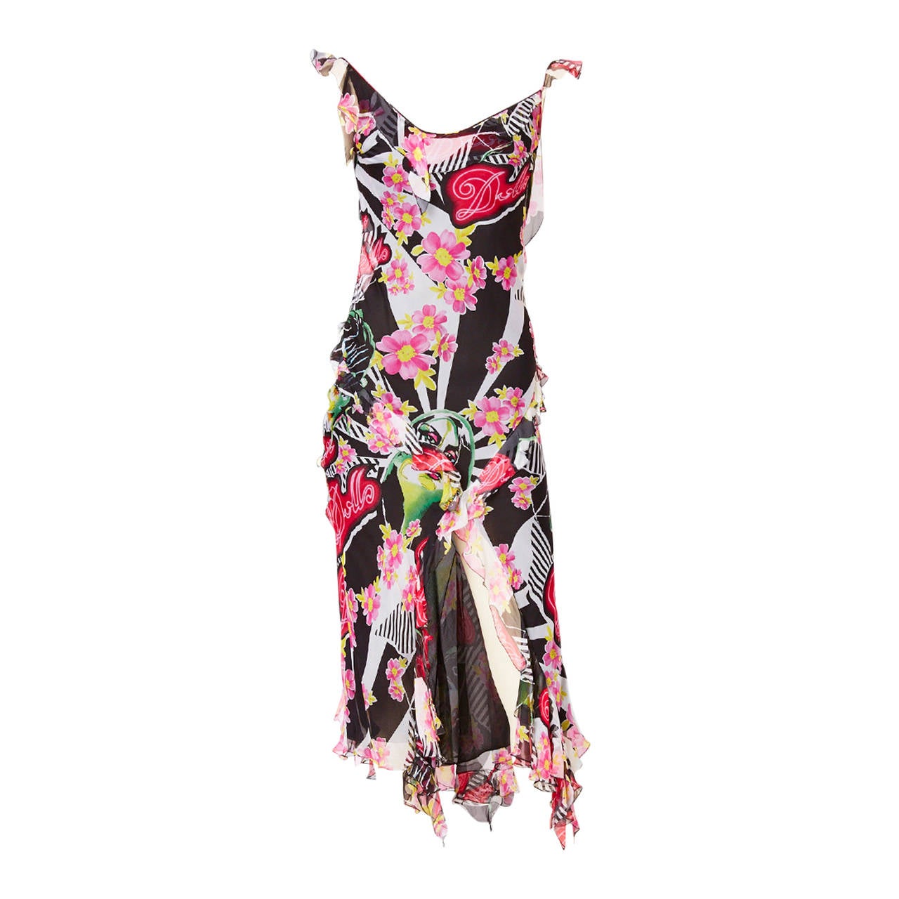John Galliano For Christian Dior Bias Cut Chiffon Dress At 1stdibs