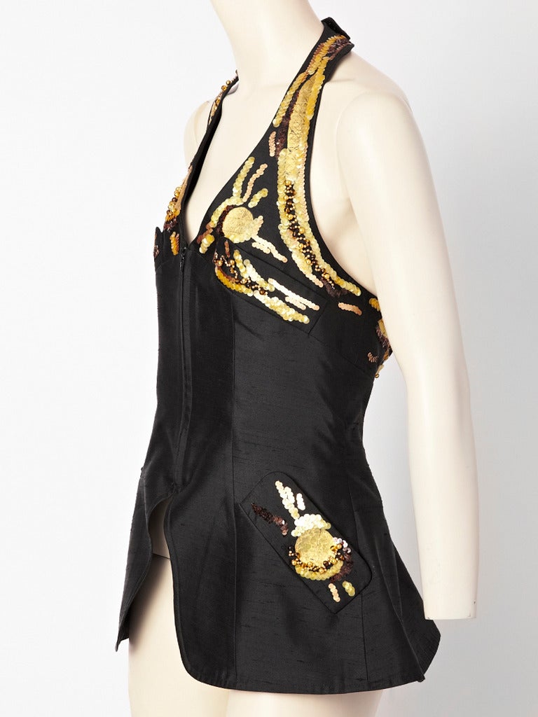 Christian LaCroix Sleeveless Sequined Halter Jacket at 1stDibs