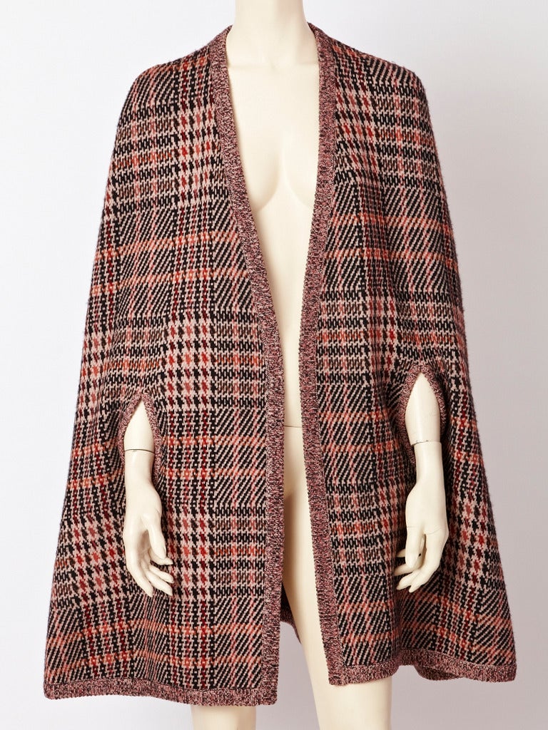 Valentino Plaid Wool Knit Cape at 1stDibs