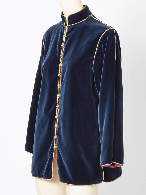 Yves Saint Laurent Midnight Blue Velvet Chinese Collection Jacket at ...