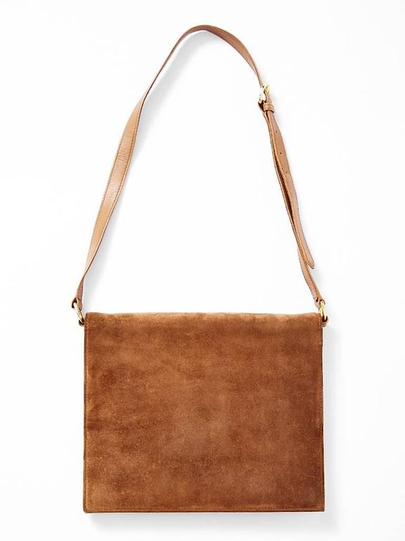 Lederer Suede Shoulder Bag With Gold Detail at 1stDibs