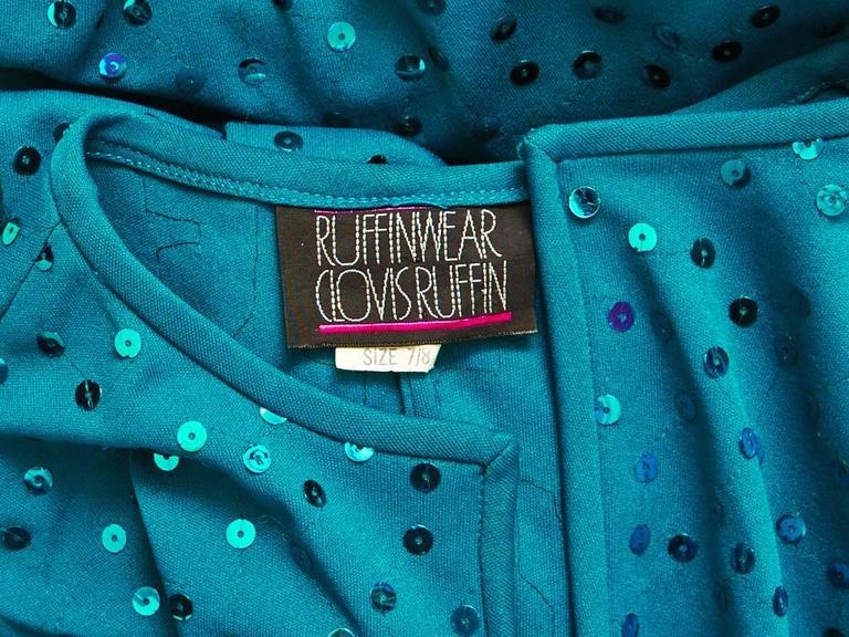Clovis Ruffin Teal Blue Jersey Sequined Cape at 1stDibs | teal cape ...