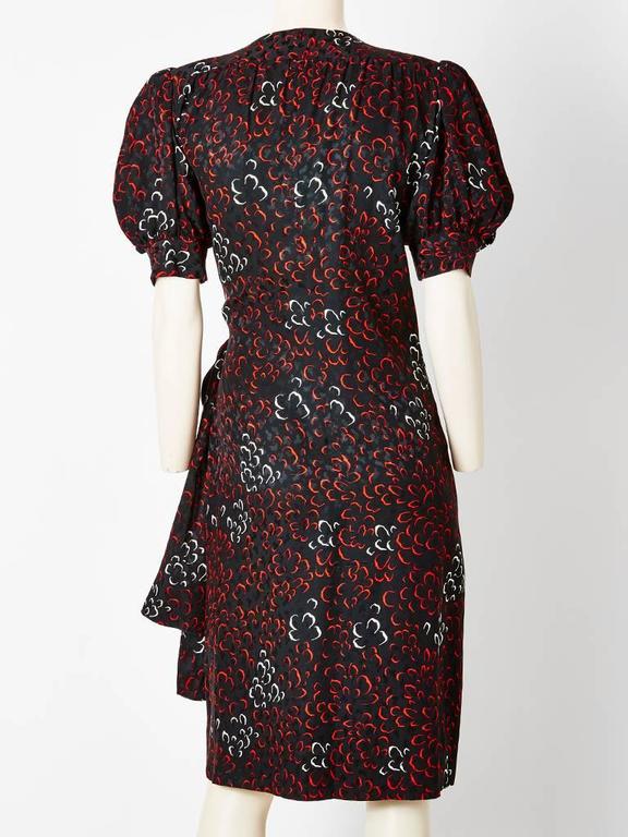 Yves Saint Laurent Patterend Silk Wrap Dress at 1stDibs