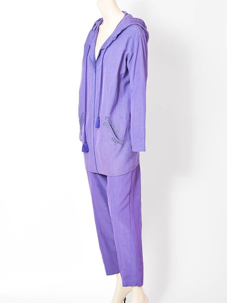 Shamask Linen and Silk Hooded Tunic and Pant Ensemble at 1stDibs