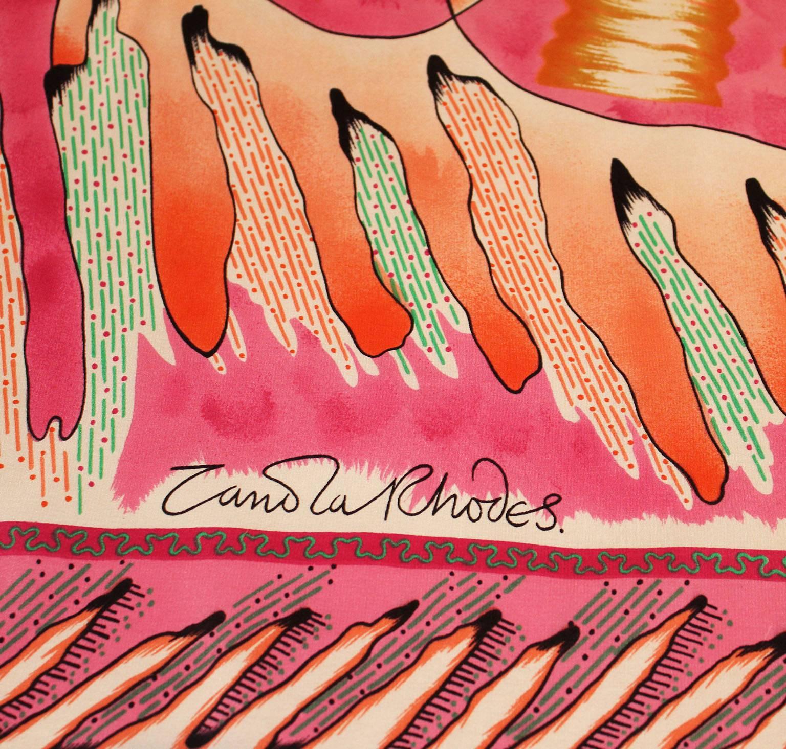 1980s Zandra Rhodes Silk Printed Scarf at 1stDibs | zandra rhodes 1980s ...