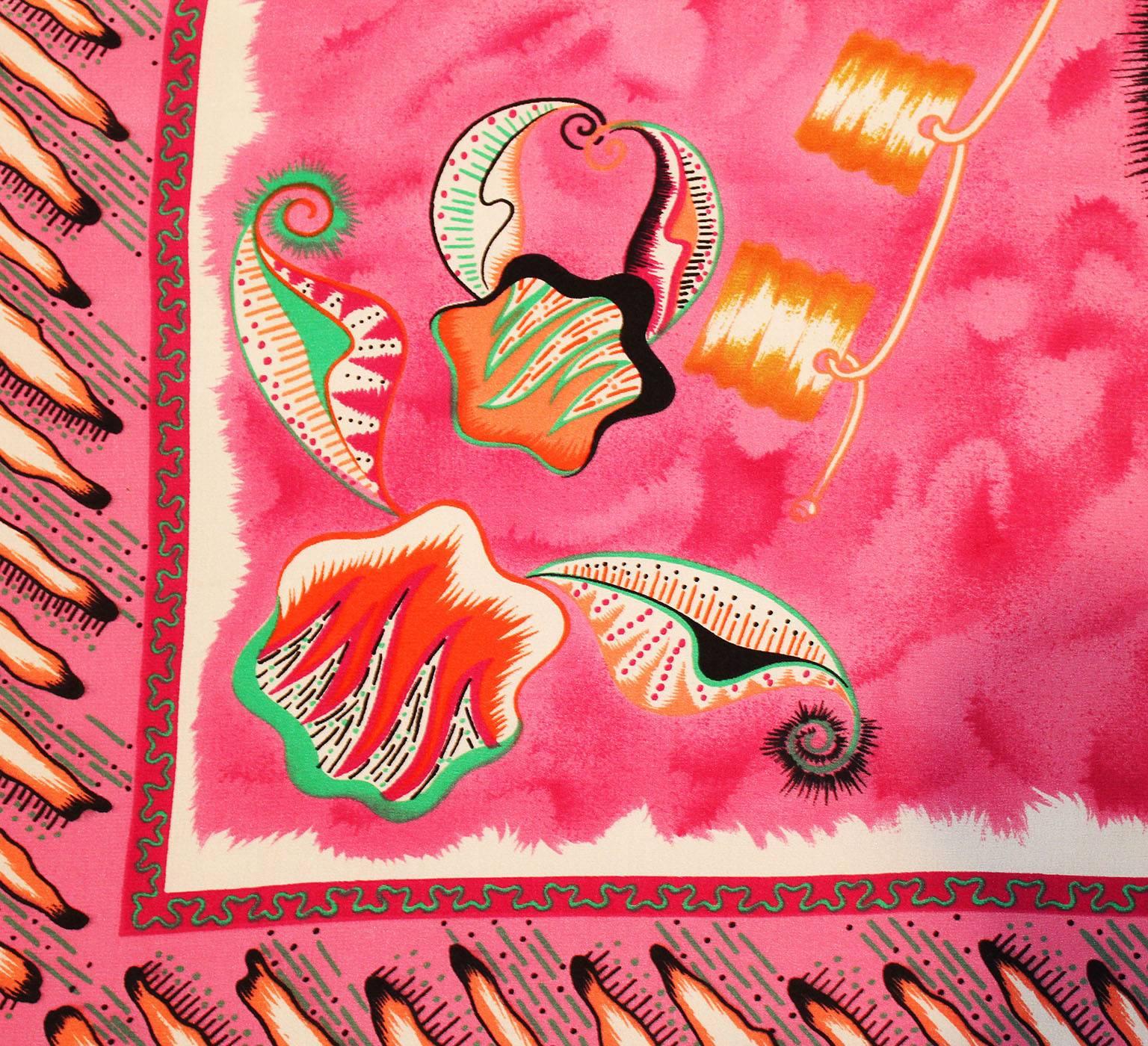 1980s Zandra Rhodes Silk Printed Scarf at 1stDibs | zandra rhodes 1980s ...