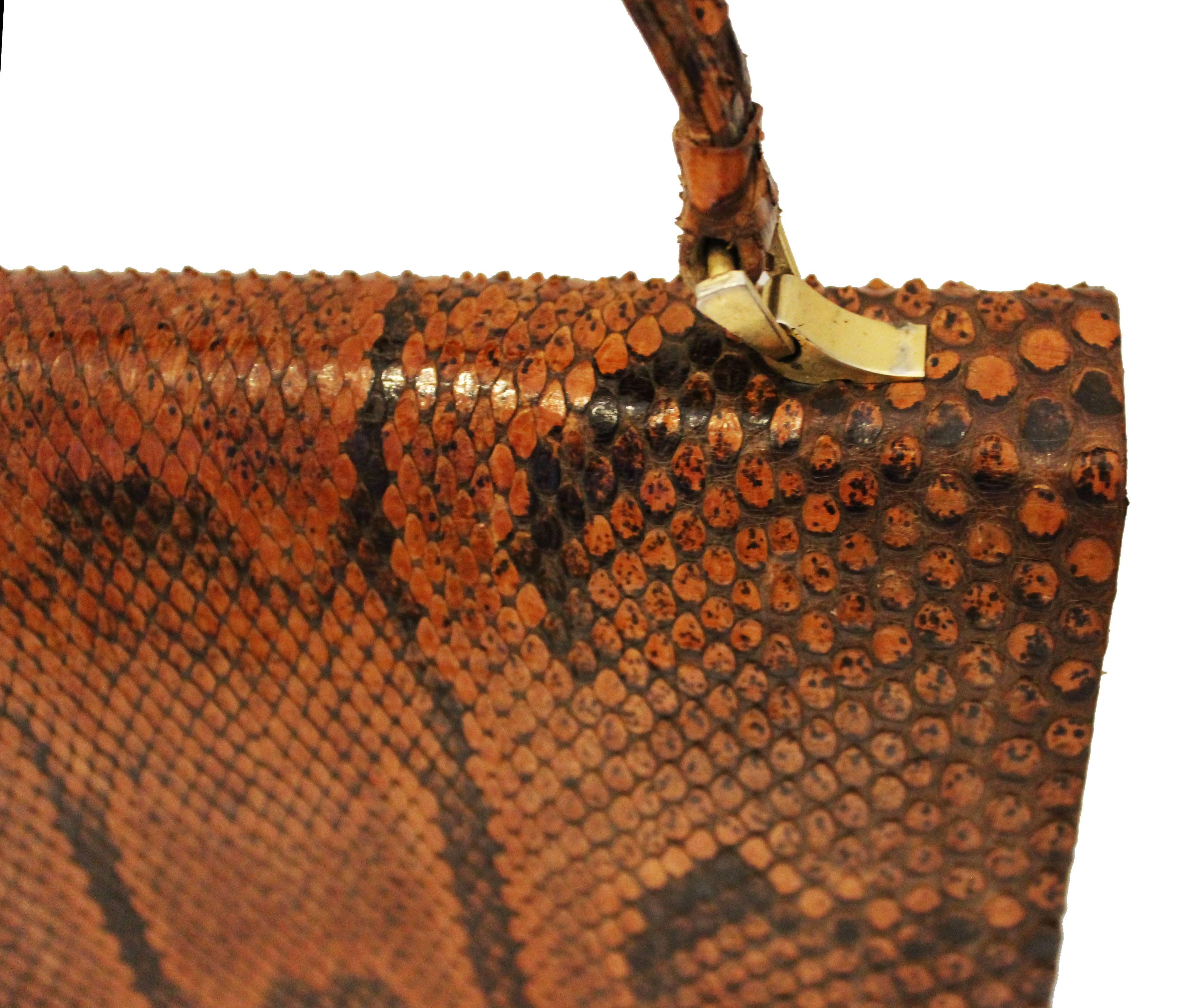 1940s Tan Snake Skin Handbag at 1stDibs | kate spade snakeskin bag