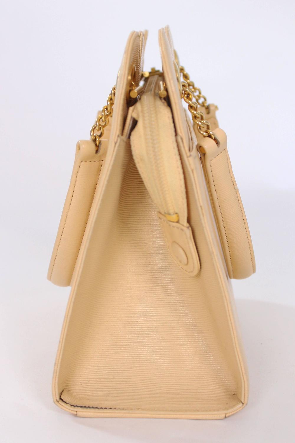 Hanae Mori 1970s Ribbed Pale Yellow Leather Vintage Handbag For Sale at ...