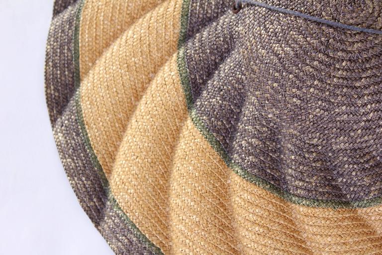 1950s Straw, Wave Detail Purple and Cream Saucer Hat at 1stDibs