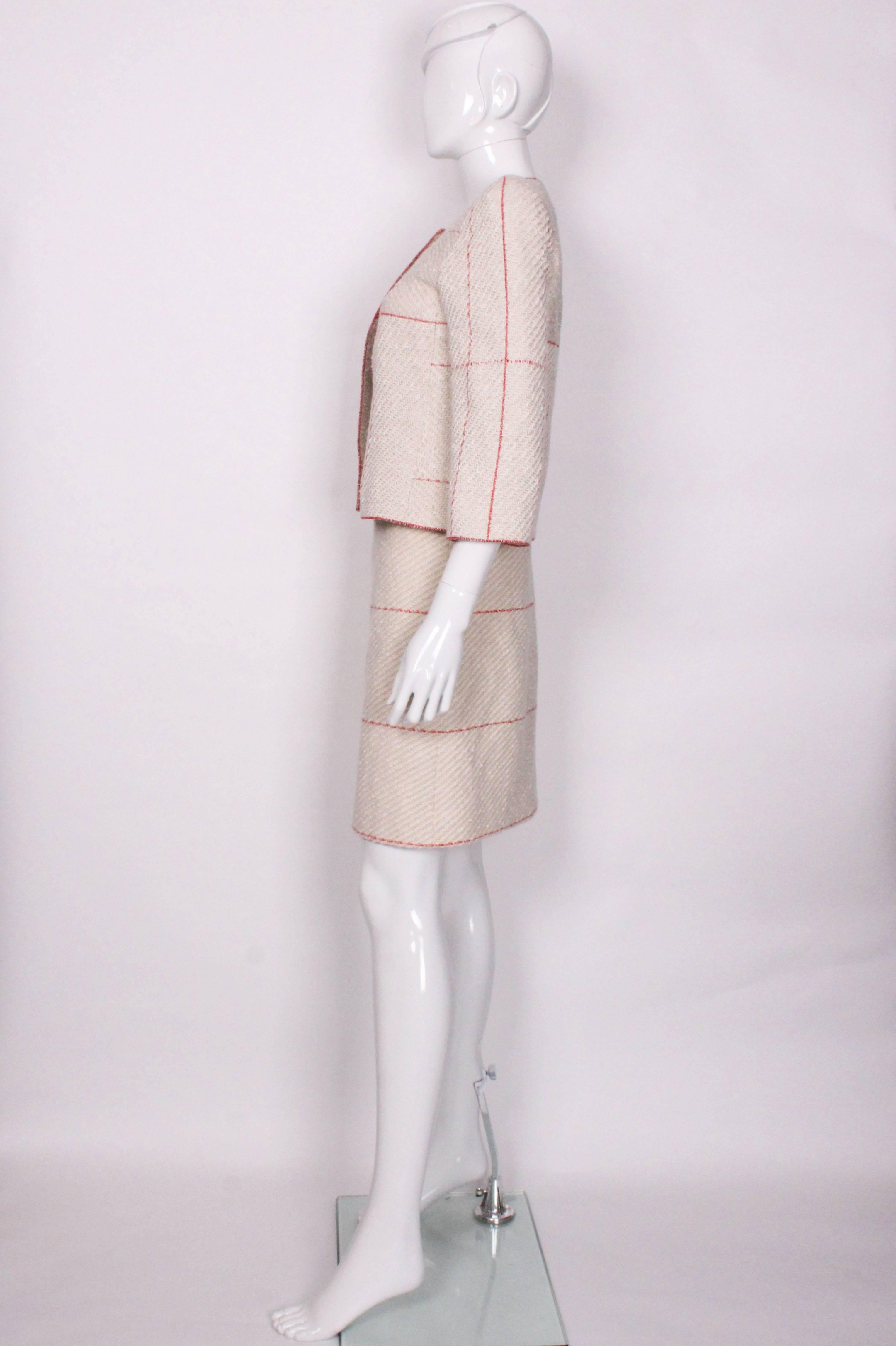 Ivory and Red Chanel Skit Suit at 1stDibs
