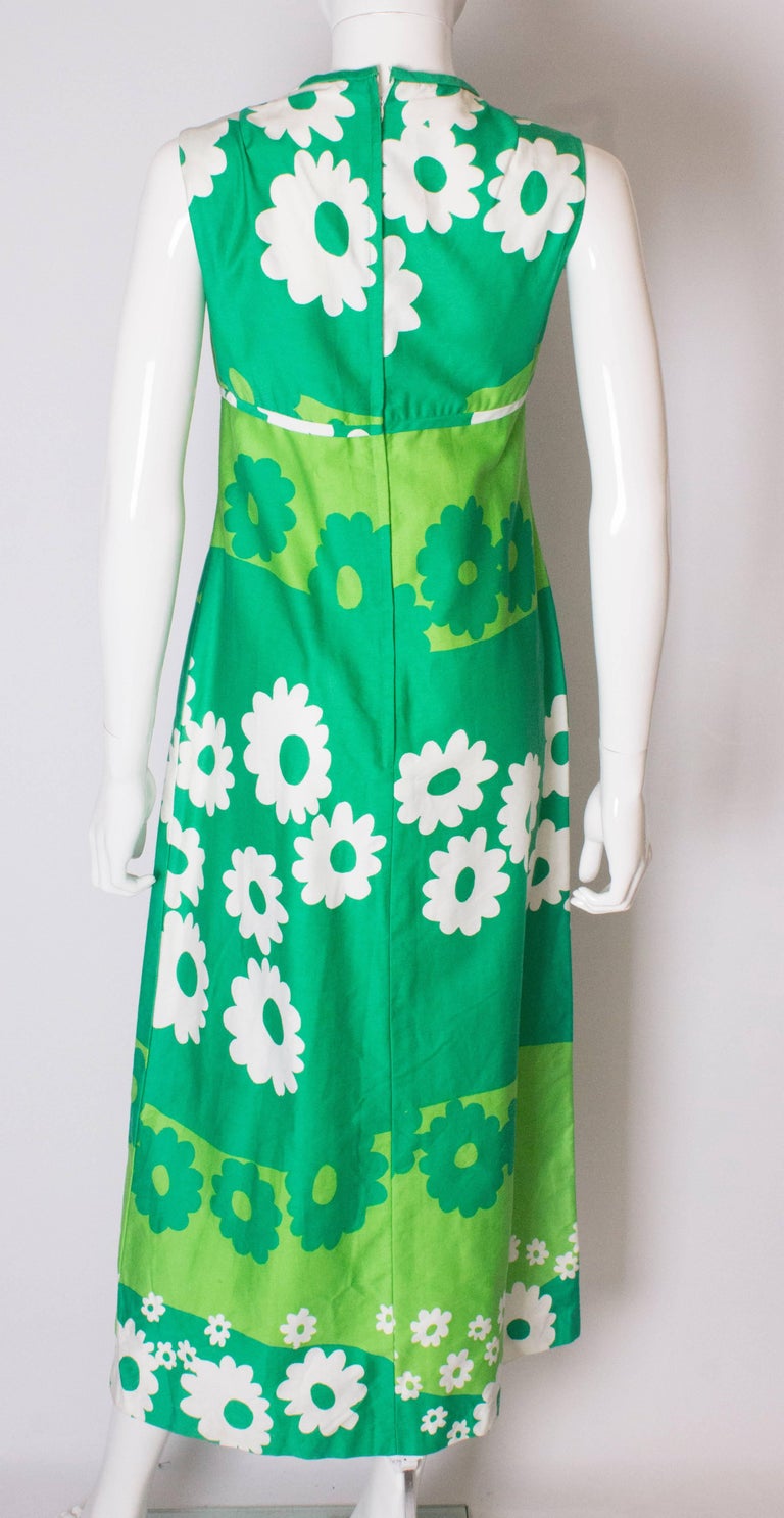 A Vintage 1960s green cotton floral printed long Summer Dress For Sale ...