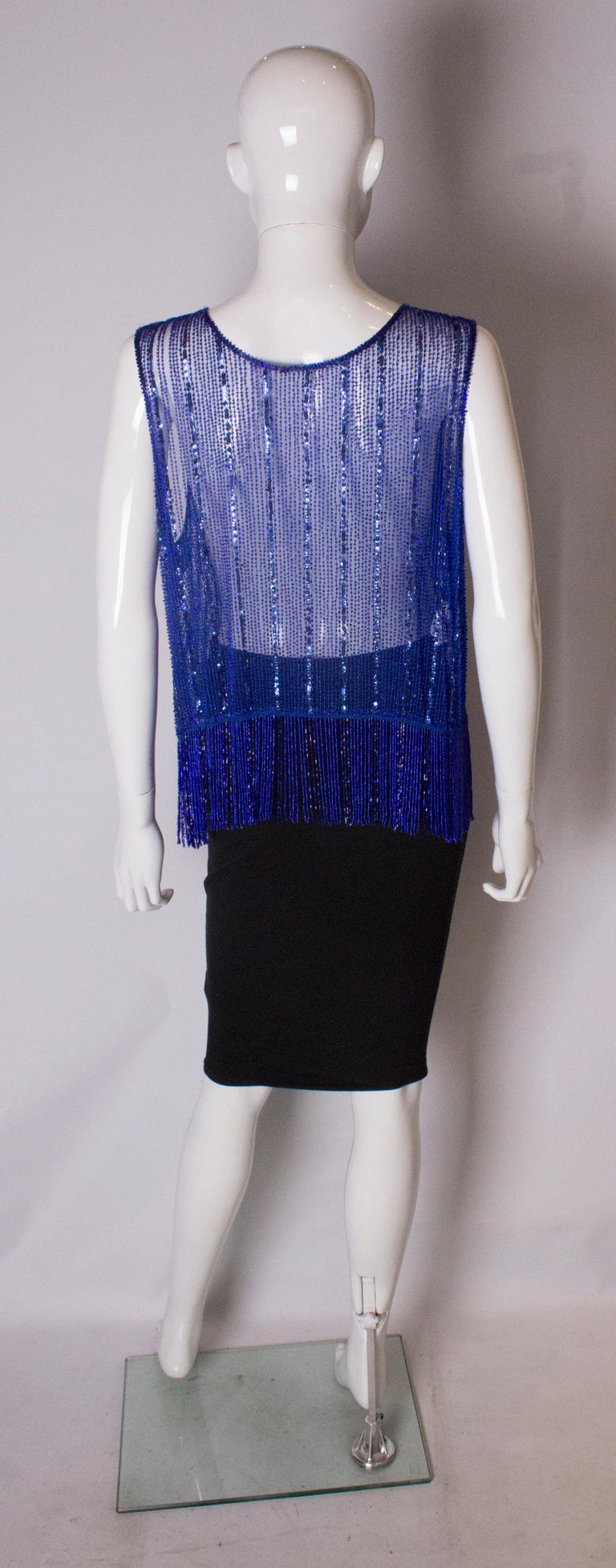 Blue Vintage Beaded and Sequined Shell Top at 1stDibs