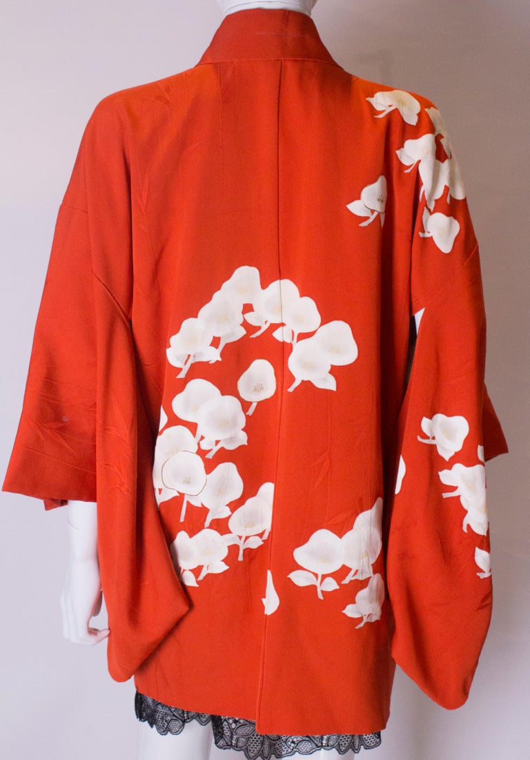 Vintage Short Kimono, Burnt Orange Colour at 1stDibs