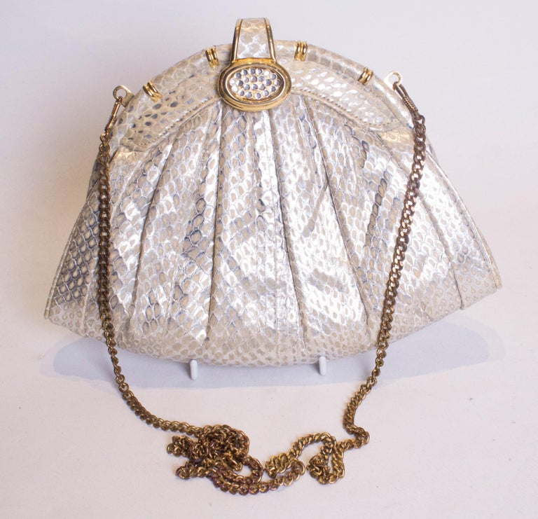 Vintage Silver Snakeskin Bag at 1stDibs