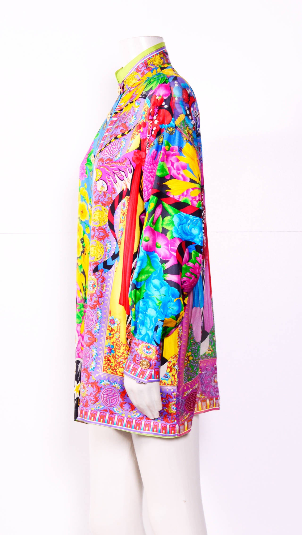 Vintage Gianni Versace Couture / Atelier Silk Print Oversized Blouse at ...