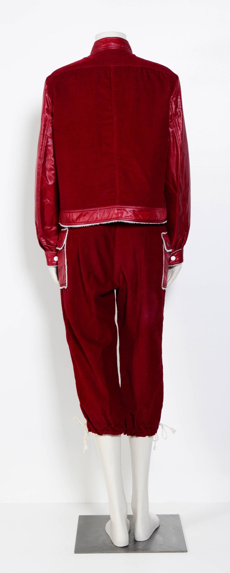 1960's Courreges hyperbole red corduroy / nylon two piece set at 1stDibs | corduroy two piece set