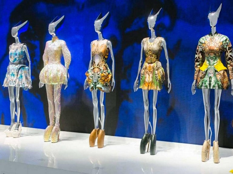 Alexander McQueen Plato's Atlantis Silk Dress with Leather Harness at ...