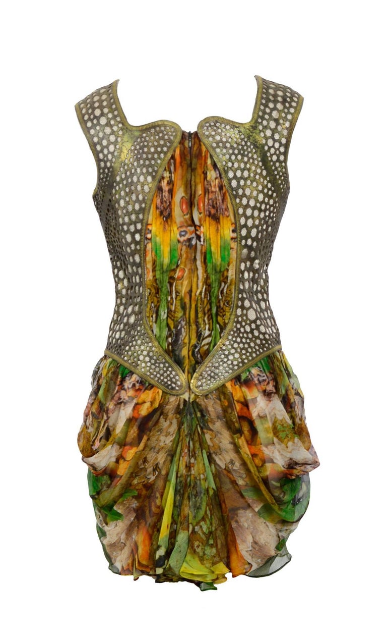 Alexander McQueen Plato's Atlantis Silk Dress with Leather Harness at ...