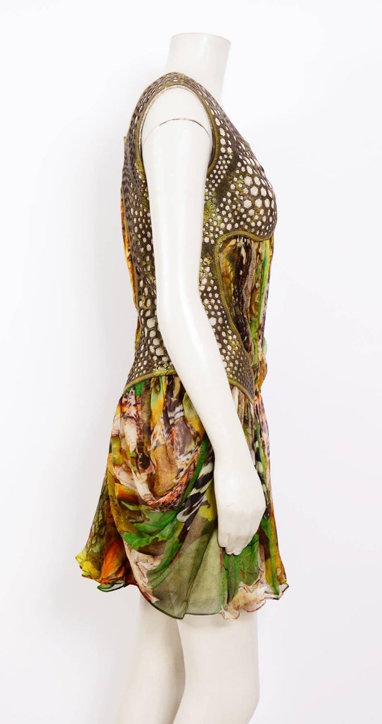 Alexander McQueen Plato's Atlantis Silk Dress with Leather Harness at ...