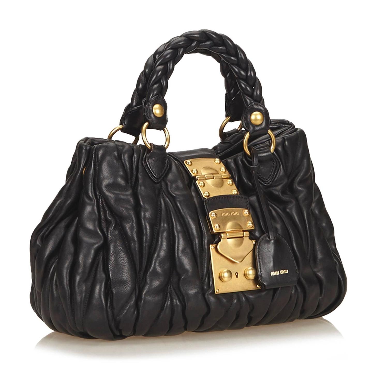 Miu Miu Black Leather Coffer Shoulder Bag at 1stdibs