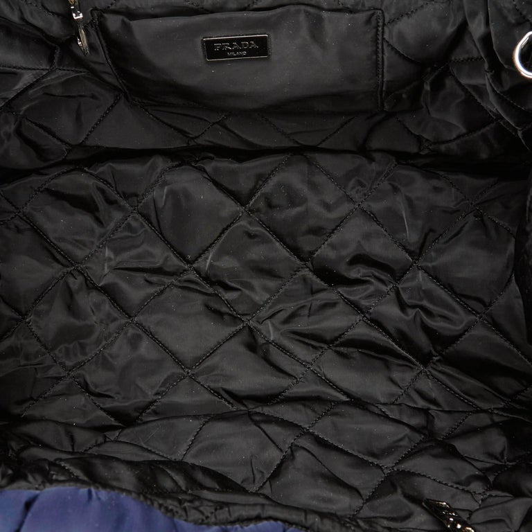 Prada Navy Blue Bomber 2 Way Handbag For Sale at 1stDibs