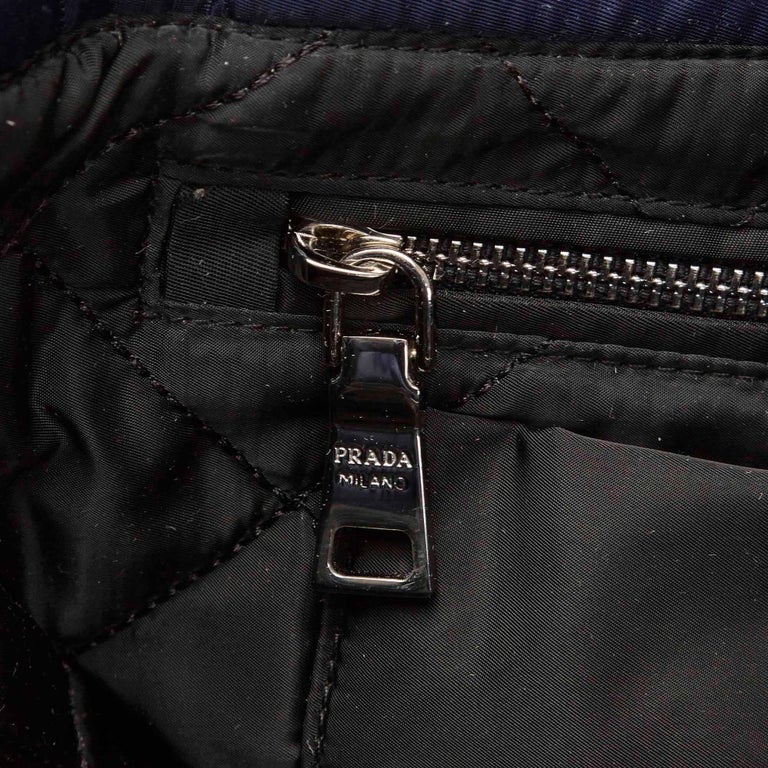Prada Navy Blue Bomber 2 Way Handbag For Sale at 1stDibs