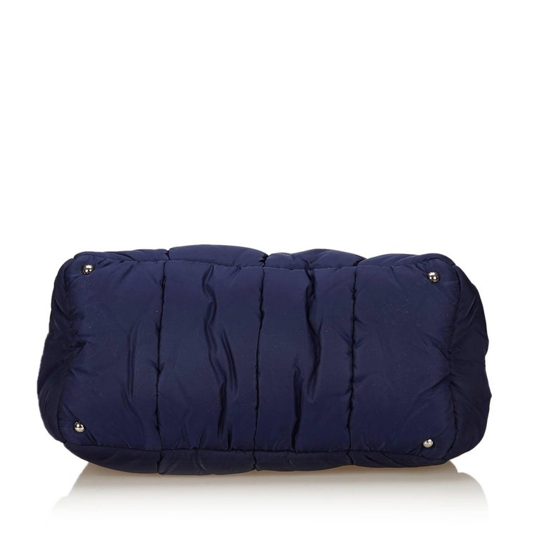 Prada Navy Blue Bomber 2 Way Handbag For Sale at 1stDibs