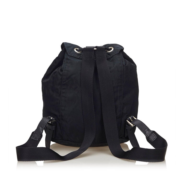 Prada Black Nylon Drawstring Backpack at 1stDibs