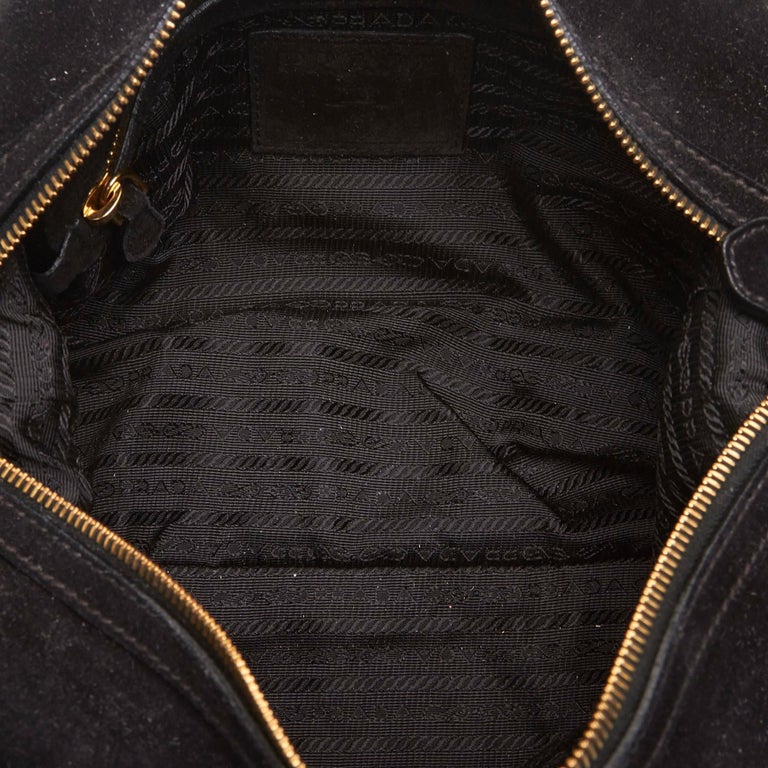 Prada Black Suede Shoulder Bag For Sale at 1stDibs