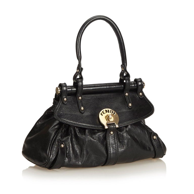 Fendi Black Leather Handbag For Sale at 1stDibs