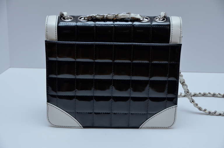 Chanel Bi-Color Classic Flap Handbag Black Patent and White Leather ...