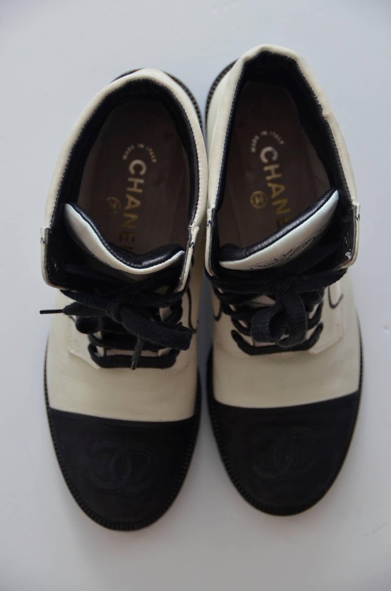 Vintage Chanel Motorcycle Combat Boots Size 38 at 1stDibs | white ...