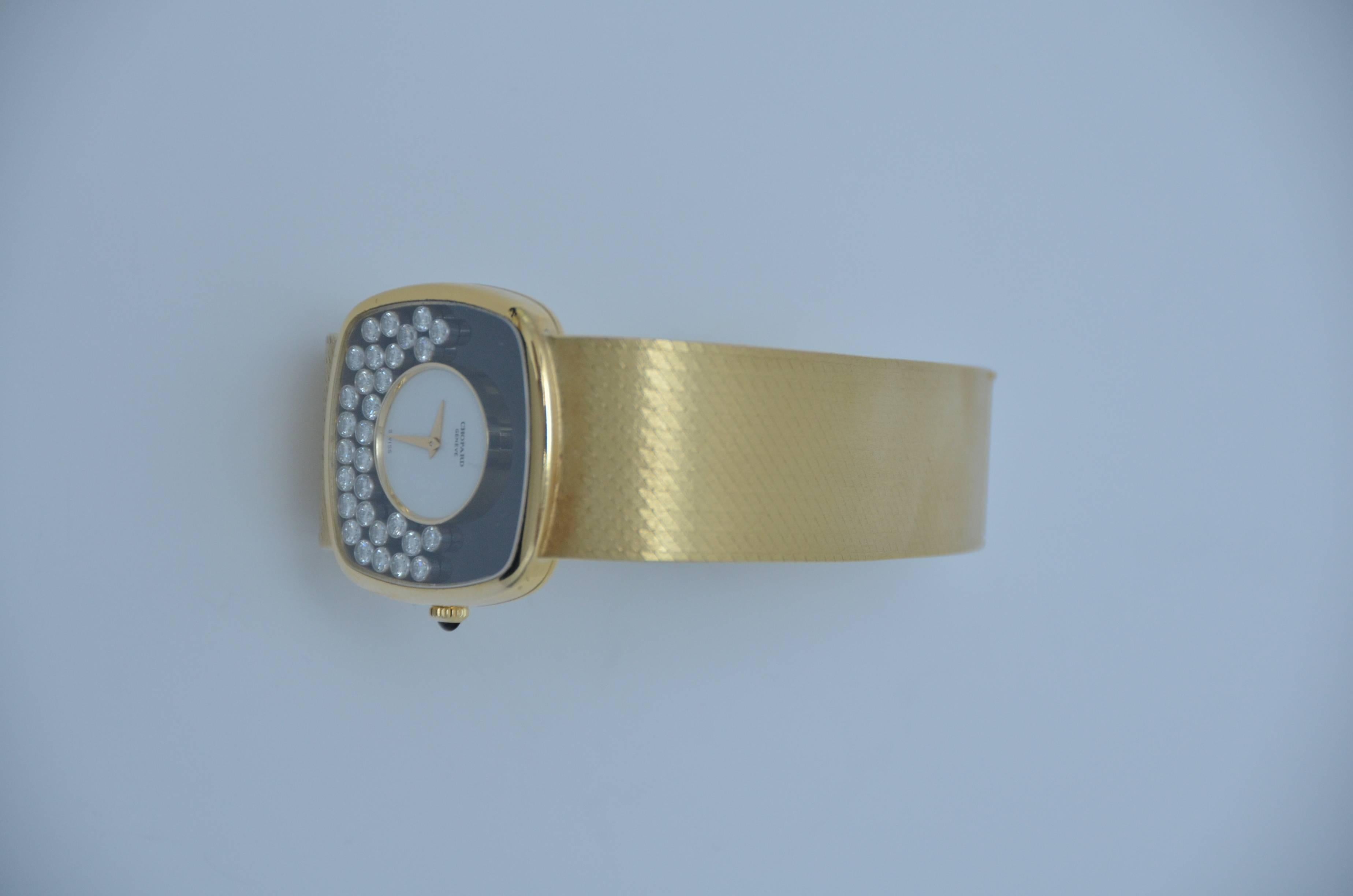 Chopard 1St Edition "Happy Diamonds " 18K Gold 1970's Deco Style Watch ...