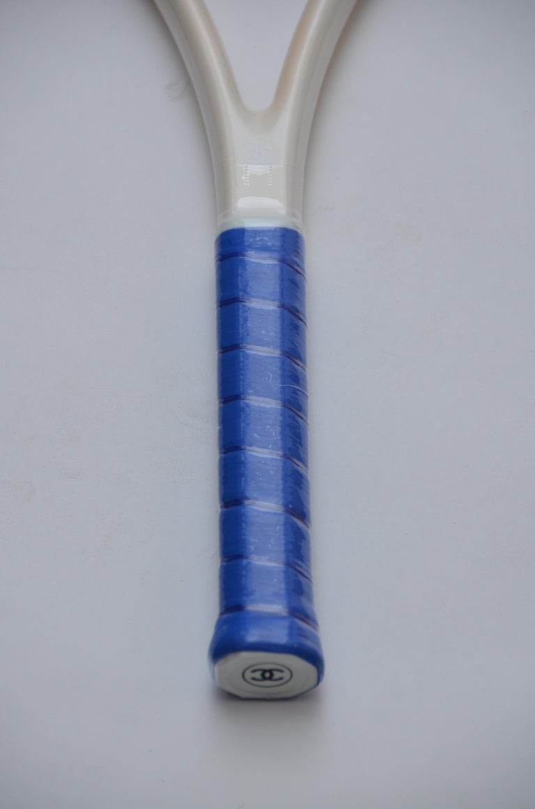 Chanel New Ivory and Blue Tennis Racket NEW at 1stDibs | chanel tennis ...