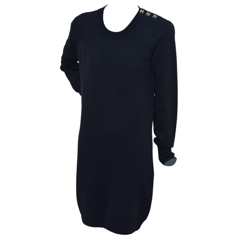 Chanel Black Cashmere Turn-Lock Dress Collection 2011 36 at 1stDibs