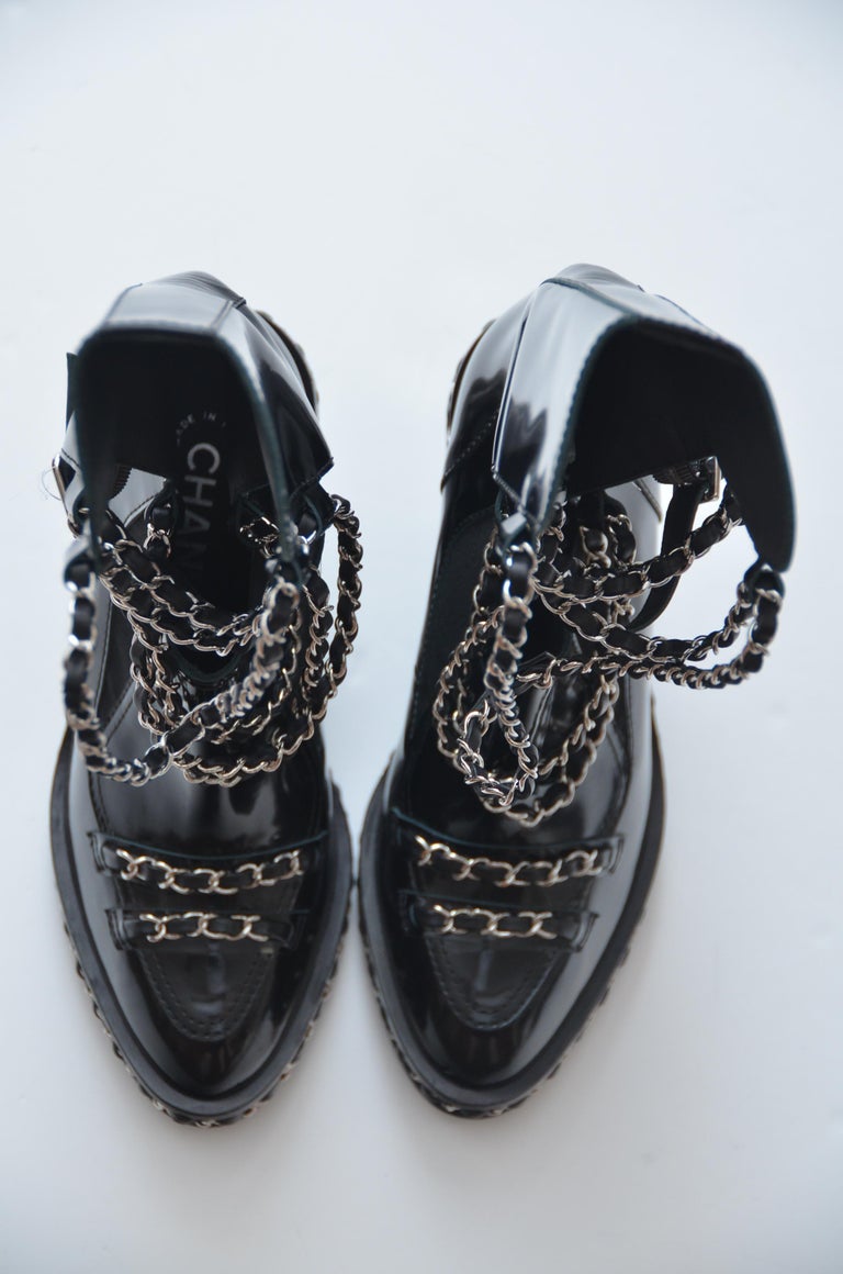 CHANEL Chain Boots Runway 37.5 Mint Retail Price Approx. $4300 For Sale ...