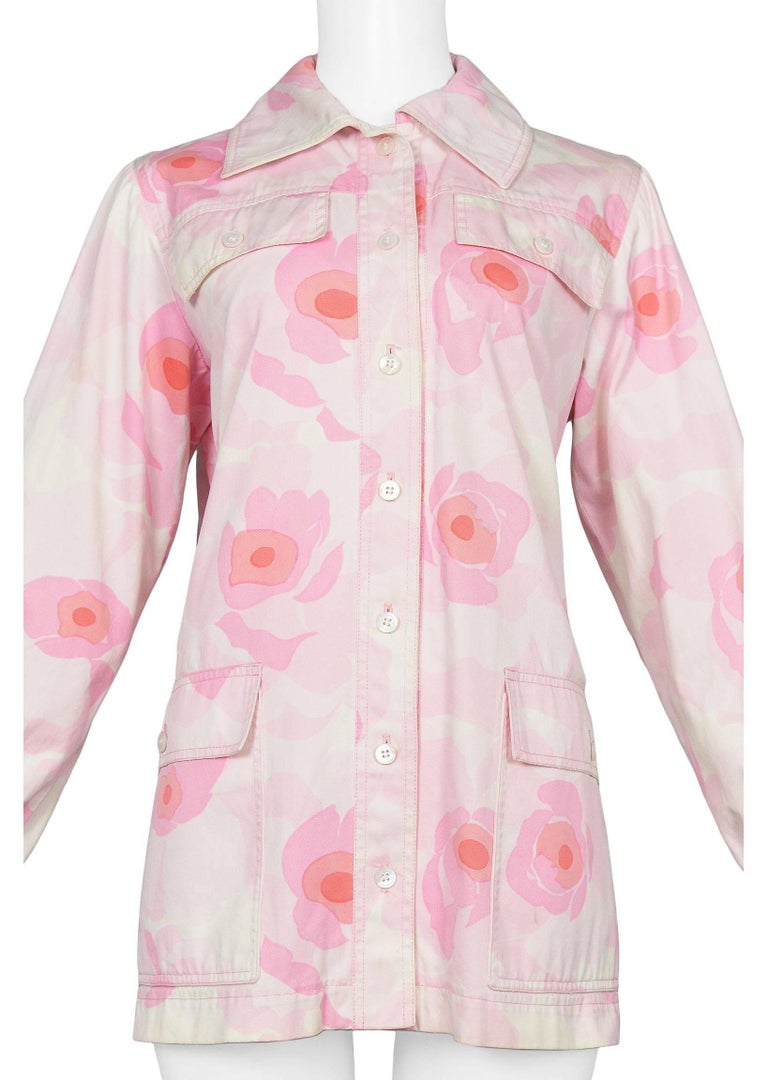 Rare Yves Saint Laurent Rose Print Safari Jacket 1970 at 1stDibs