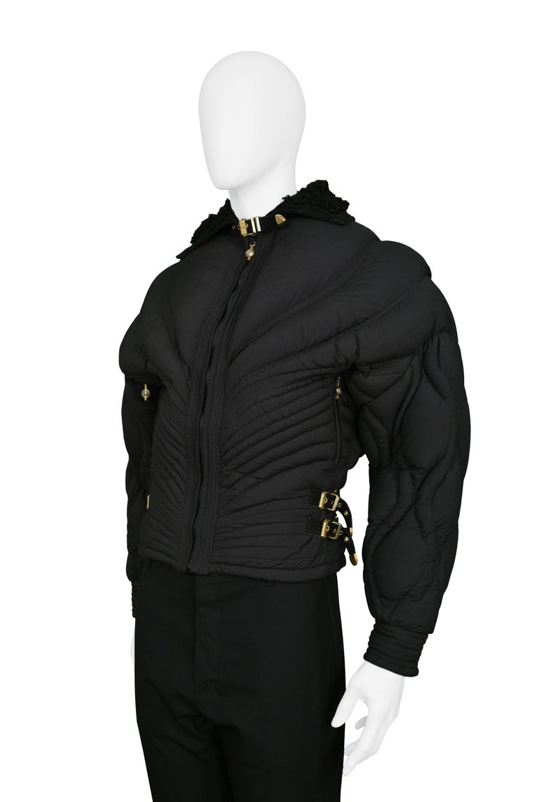 Vintage Gianni Versace Black Apres Ski Quilted Puffer Bondage Jacket ...